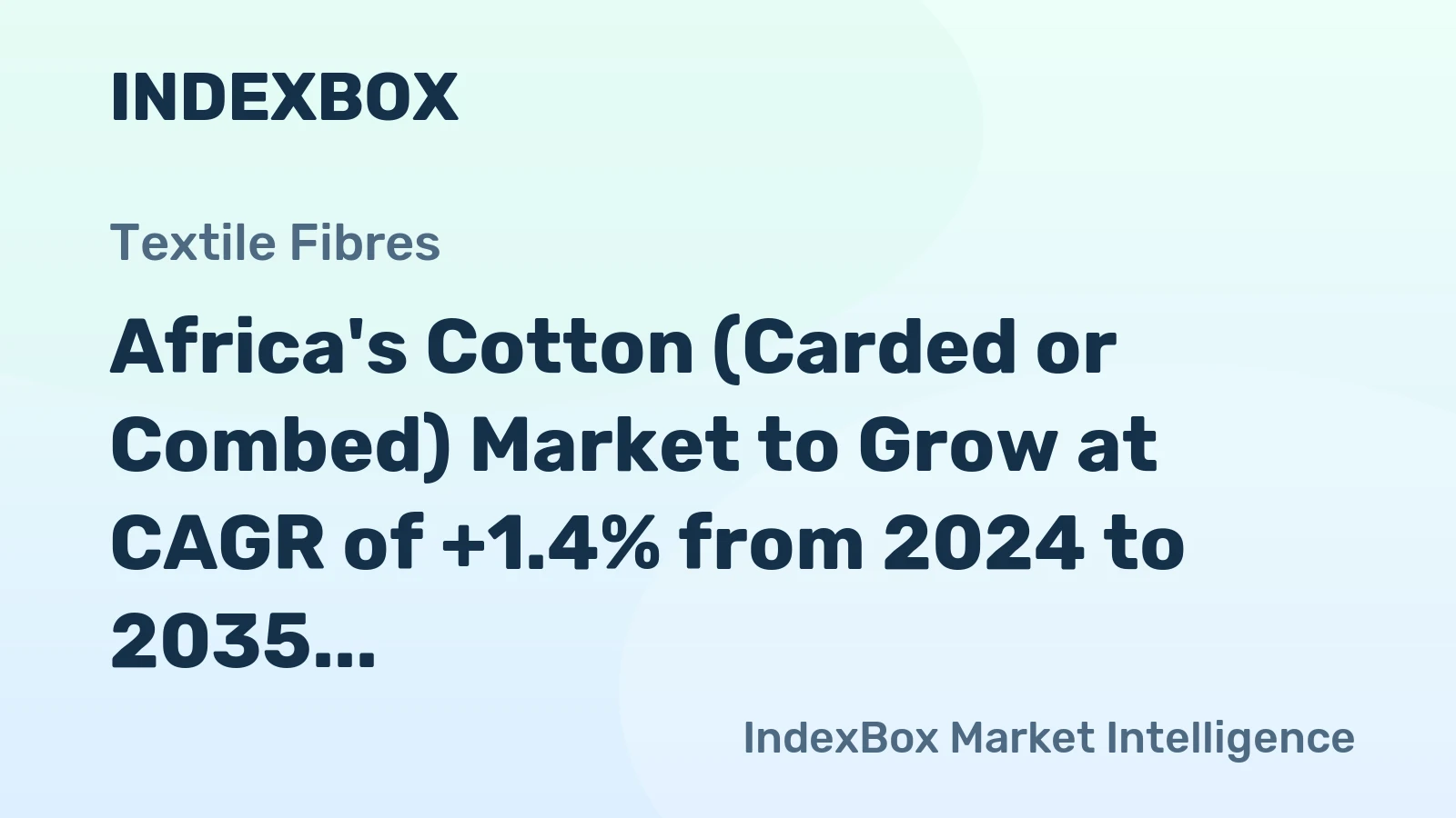 Africa's Cotton (Carded or Combed) Market to Grow at CAGR of +1.4% from 2024 to 2035, Reaching 413K tons