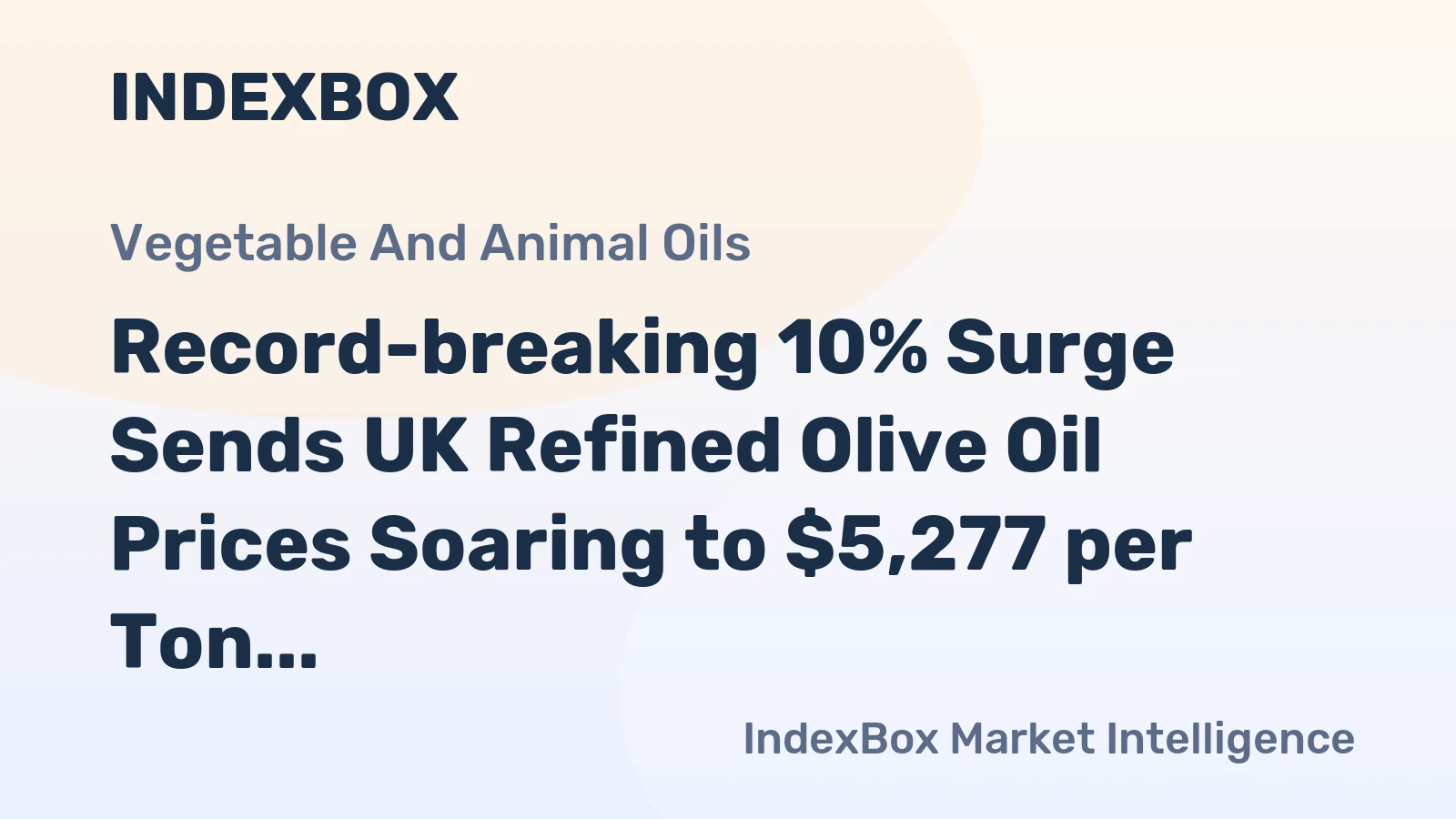 Record-breaking 10% Surge Sends UK Refined Olive Oil Prices Soaring to $5,277 per Ton