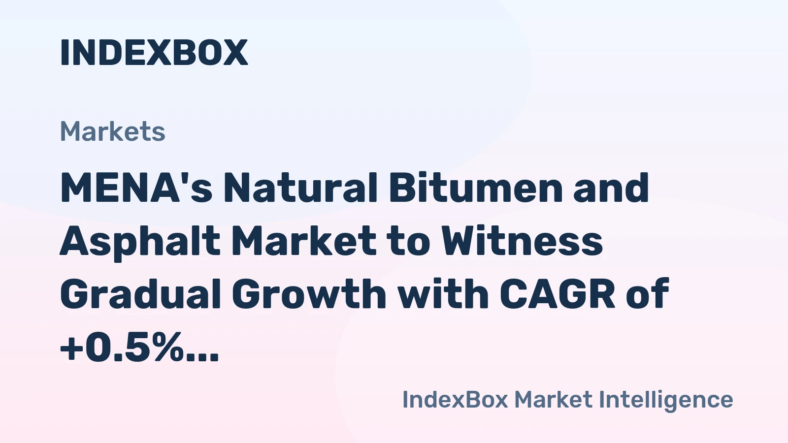 MENA's Natural Bitumen and Asphalt Market to Witness Gradual Growth with CAGR of +0.5% by 2035