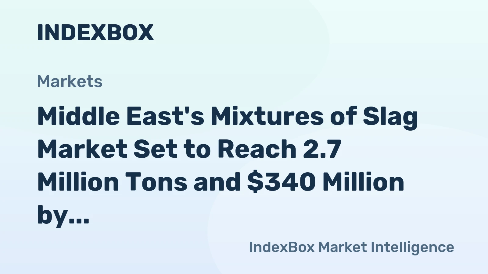 Middle East's Mixtures of Slag Market Set to Reach 2.7 Million Tons and $340 Million by 2035