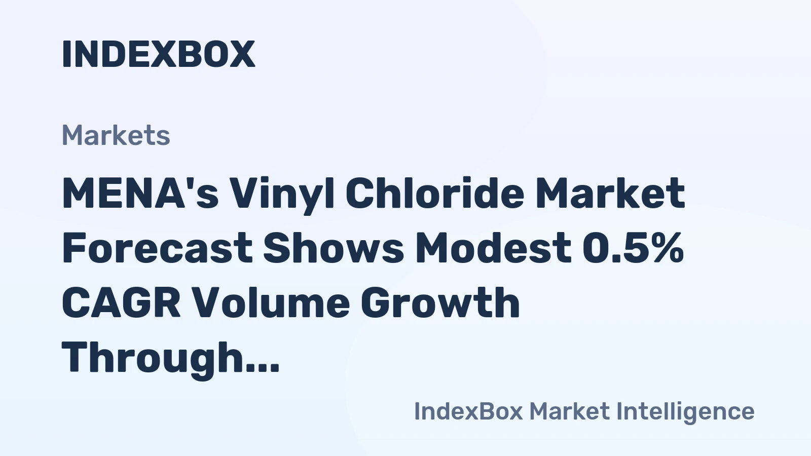 MENA's Vinyl Chloride Market Forecast Shows Modest 0.5% CAGR Volume Growth Through 2035