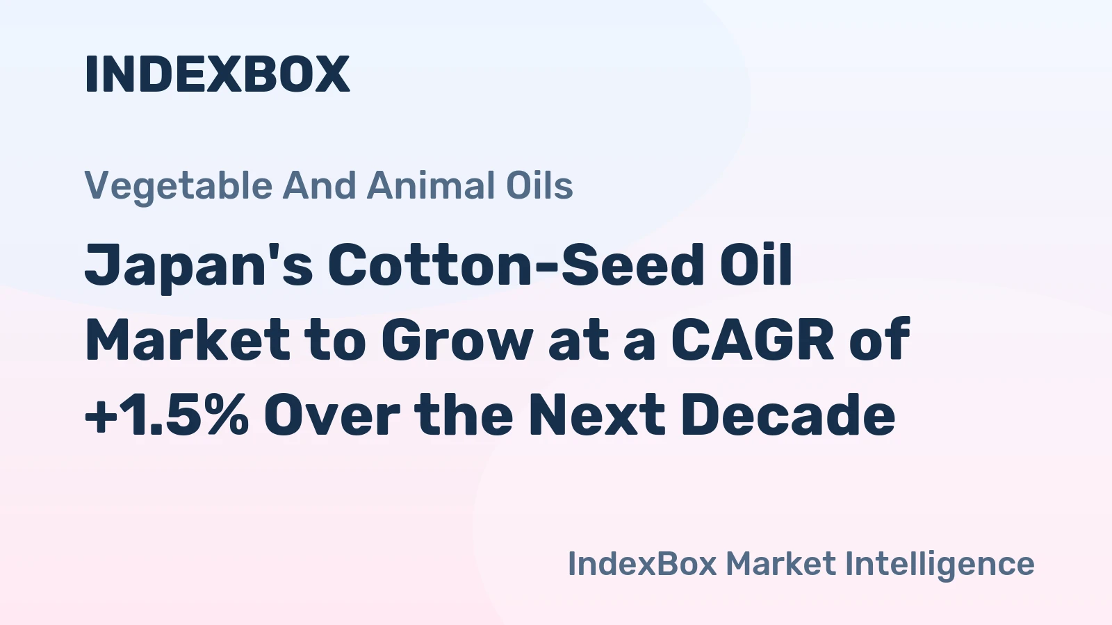 Japan's Cotton-Seed Oil Market to Grow at a CAGR of +1.5% Over the Next Decade