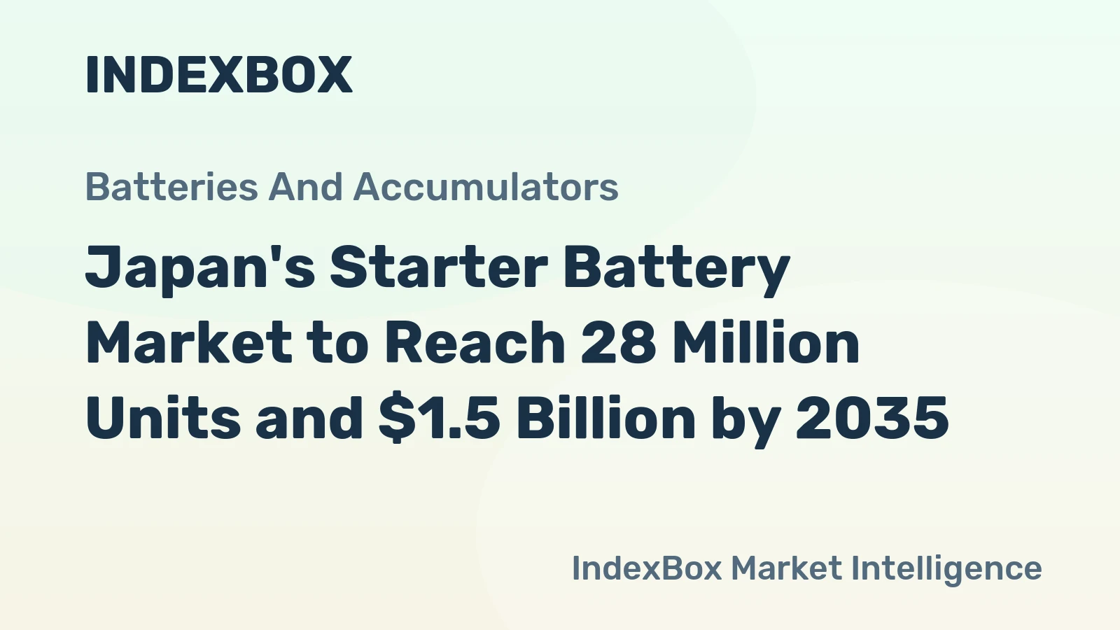 Japan's Starter Battery Market to Reach 28 Million Units and $1.5 Billion by 2035