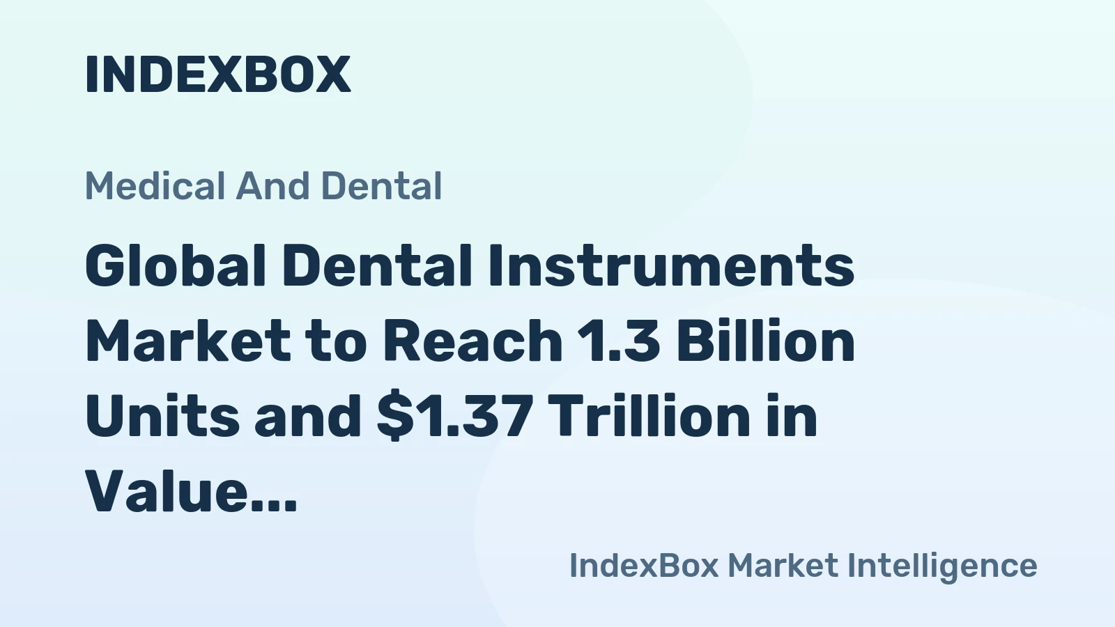 Global Dental Instruments Market to Reach 1.3 Billion Units and $1.37 Trillion in Value