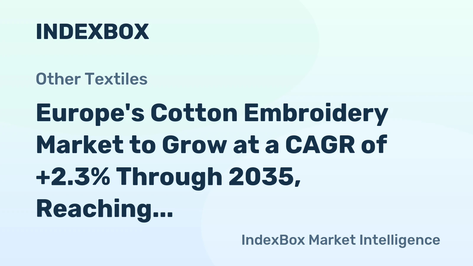 Europe's Cotton Embroidery Market to Grow at a CAGR of +2.3% Through 2035, Reaching $423M in Value