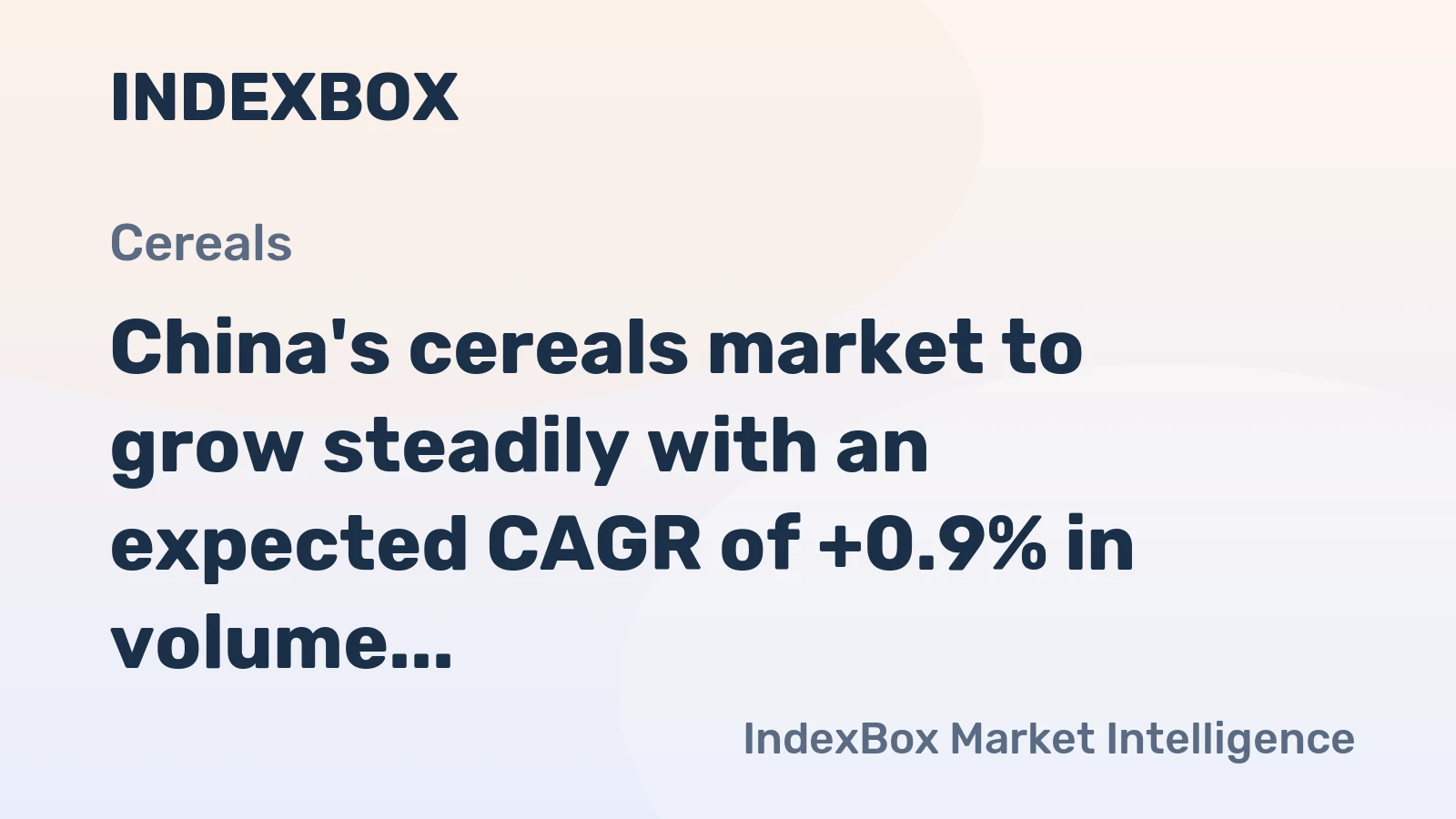 China's cereals market to grow steadily with an expected CAGR of +0.9% in volume and -5.9% in value from 2024 to 2035
