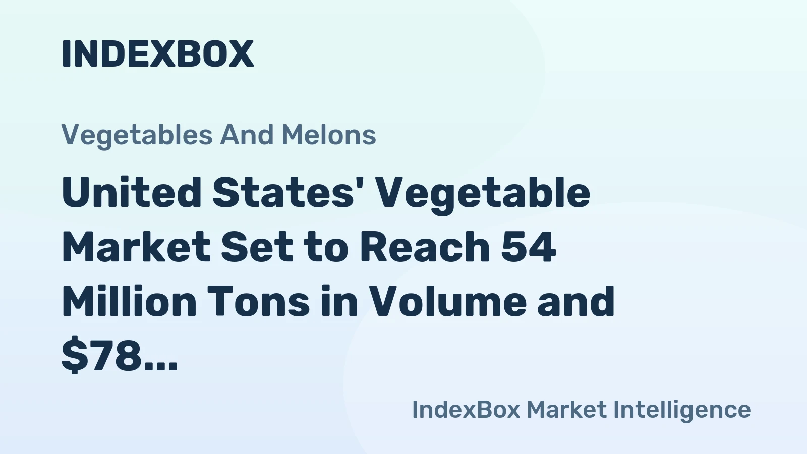 United States' Vegetable Market Set to Reach 54 Million Tons in Volume and $78 Billion in Value by 2035