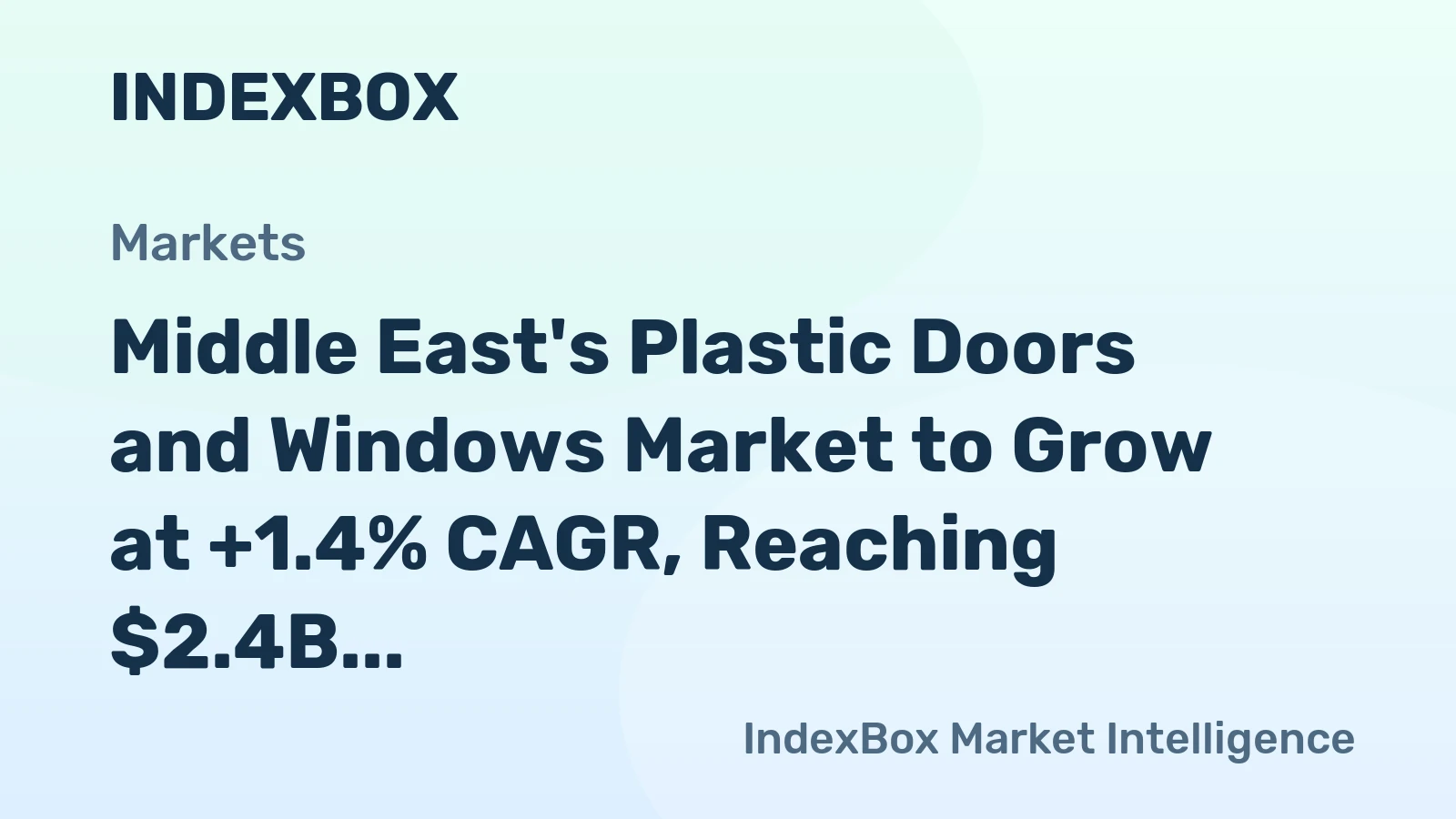 Middle East's Plastic Doors and Windows Market to Grow at +1.4% CAGR, Reaching $2.4B by 2035