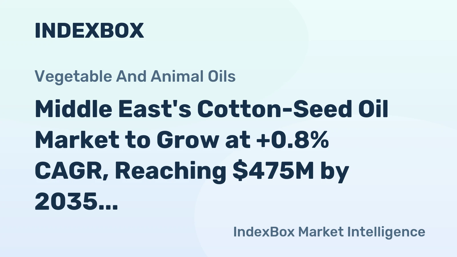 Middle East's Cotton-Seed Oil Market to Grow at +0.8% CAGR, Reaching $475M by 2035