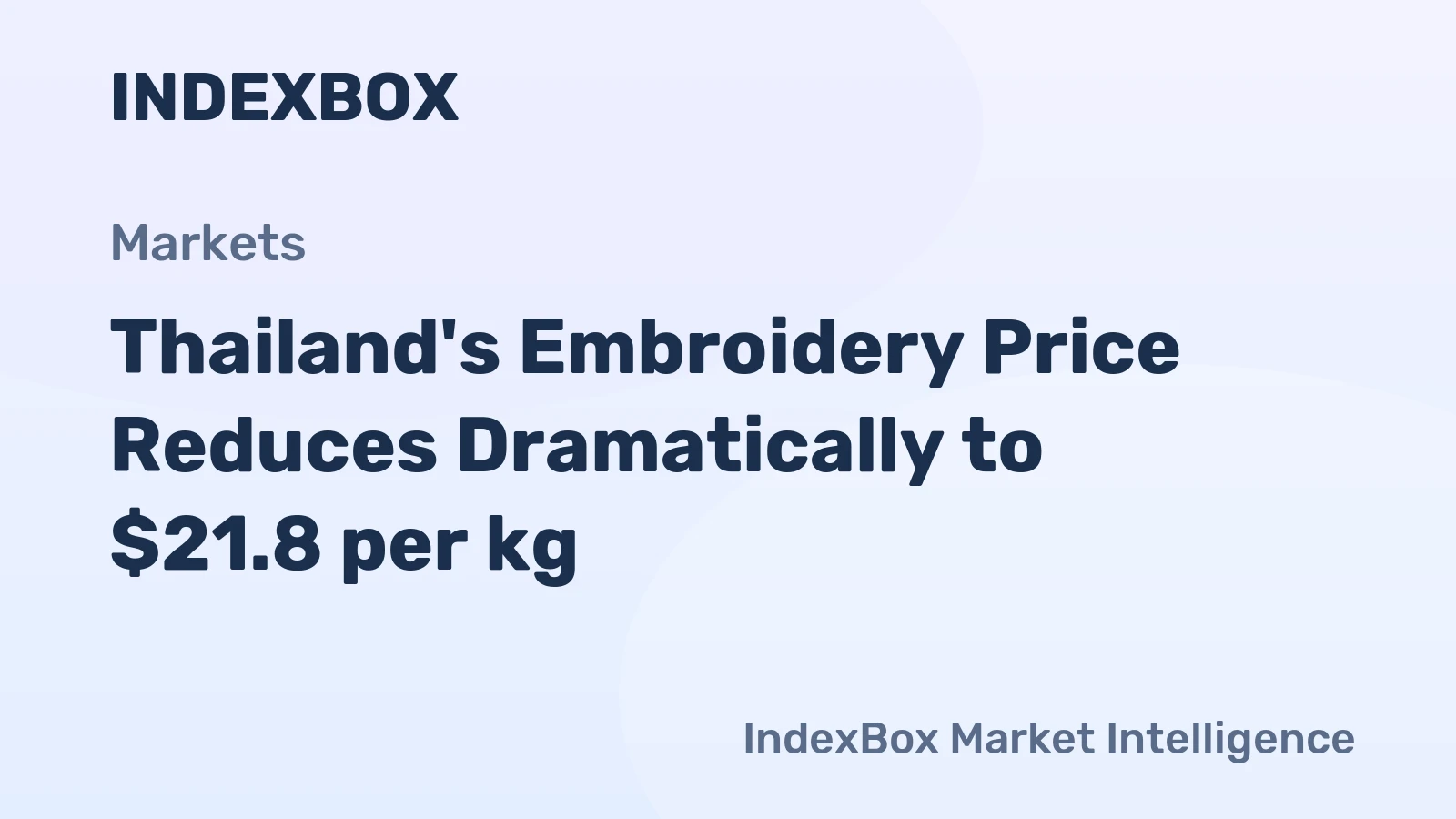 Thailand's Embroidery Price Reduces Dramatically to $21.8 per kg