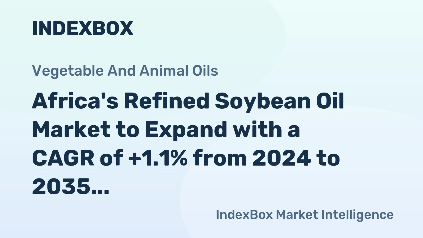 Africa's Refined Soybean Oil Market to Expand with a CAGR of +1.1% from 2024 to 2035