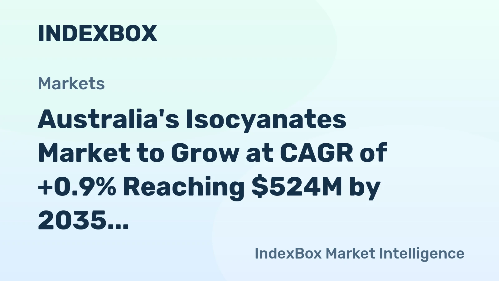 Australia's Isocyanates Market to Grow at CAGR of +0.9% Reaching $524M by 2035
