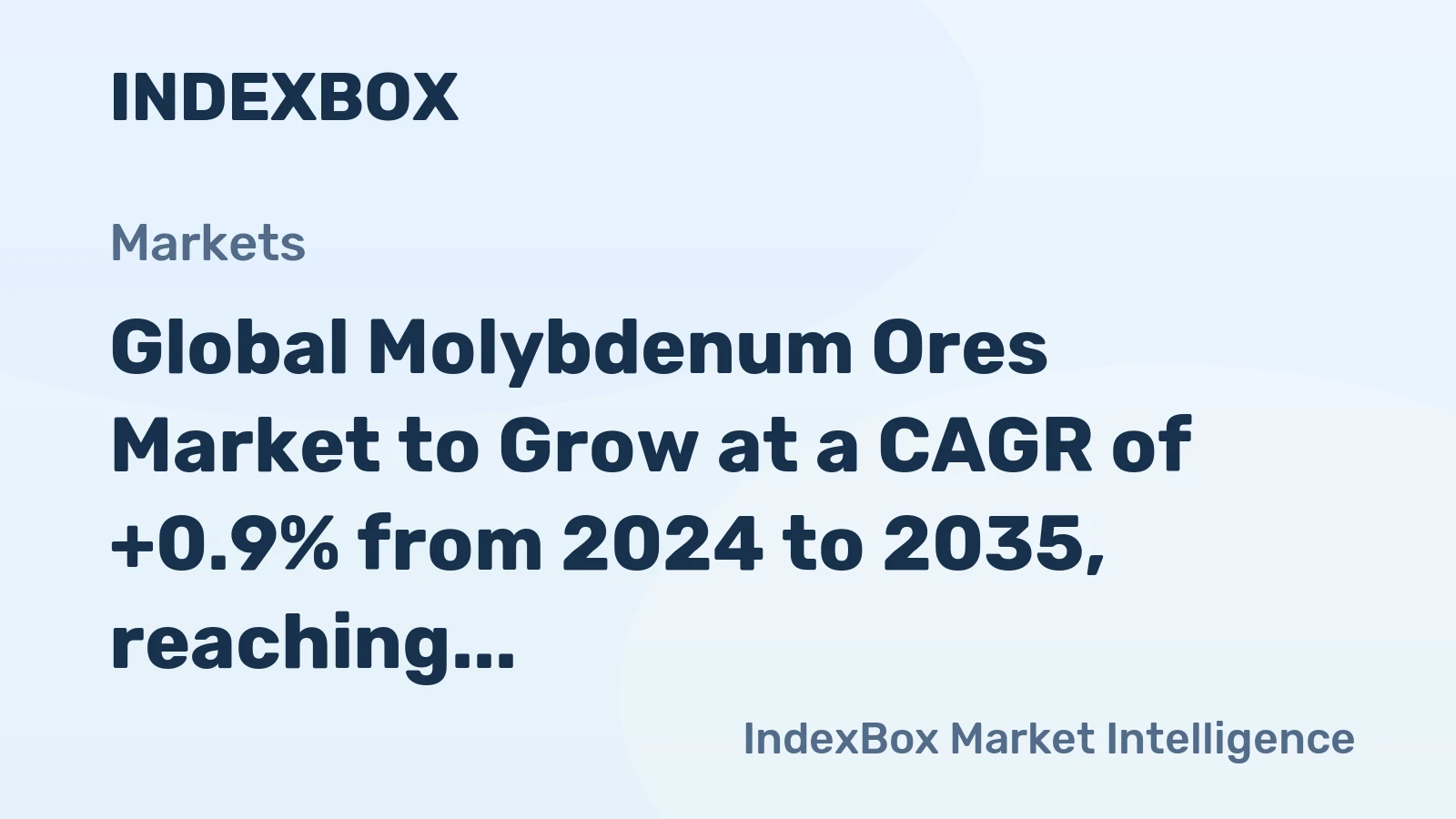 Global Molybdenum Ores Market to Grow at a CAGR of +0.9% from 2024 to 2035, reaching $9.4B by the end of 2035