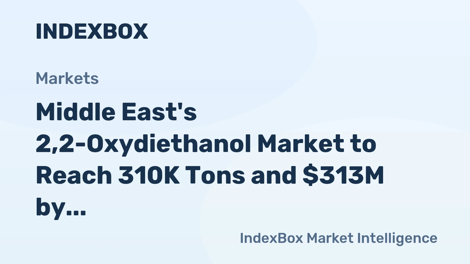 Middle East's 2,2-Oxydiethanol Market to Reach 310K Tons and $313M by 2035
