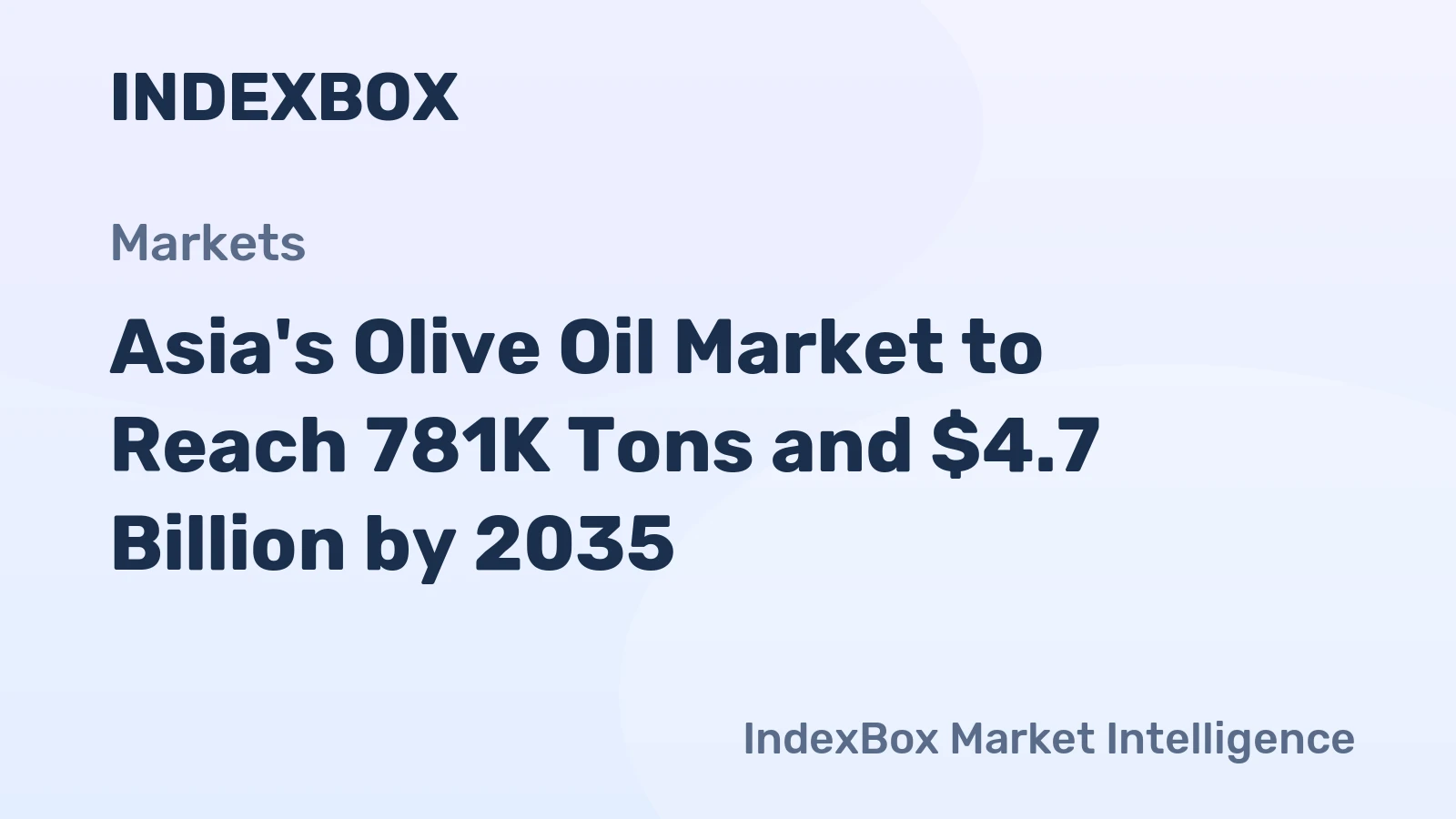 Asia's Olive Oil Market to Reach 781K Tons and $4.7 Billion by 2035