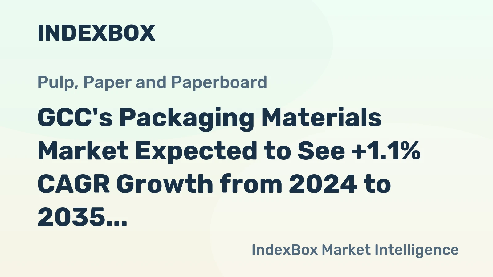 GCC's Packaging Materials Market Expected to See +1.1% CAGR Growth from 2024 to 2035, Reaching 2.8M Tons