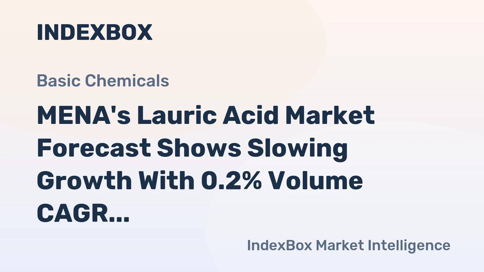 MENA's Lauric Acid Market Forecast Shows Slowing Growth With 0.2% Volume CAGR Through 2035