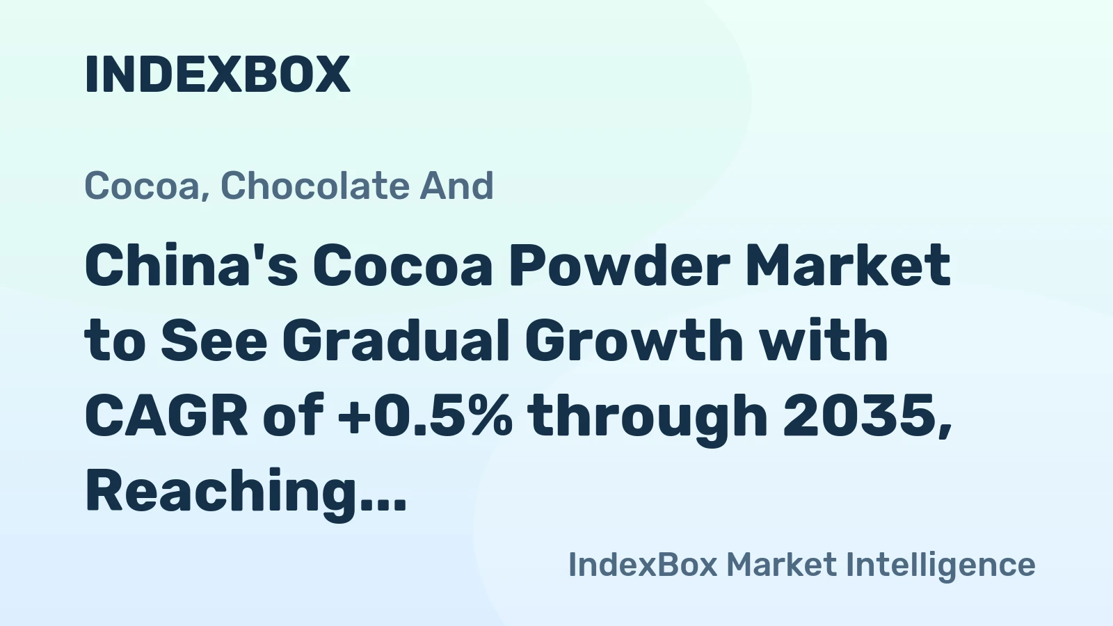 China's Cocoa Powder Market to See Gradual Growth with CAGR of +0.5% through 2035, Reaching $1B Value