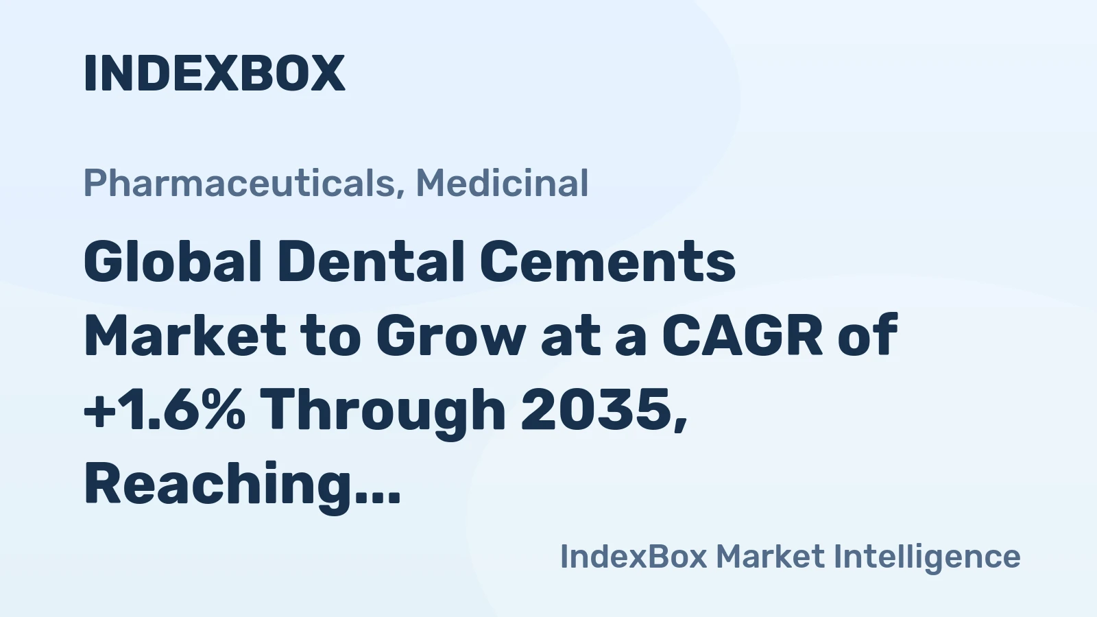 Global Dental Cements Market to Grow at a CAGR of +1.6% Through 2035, Reaching $11.9B in Value