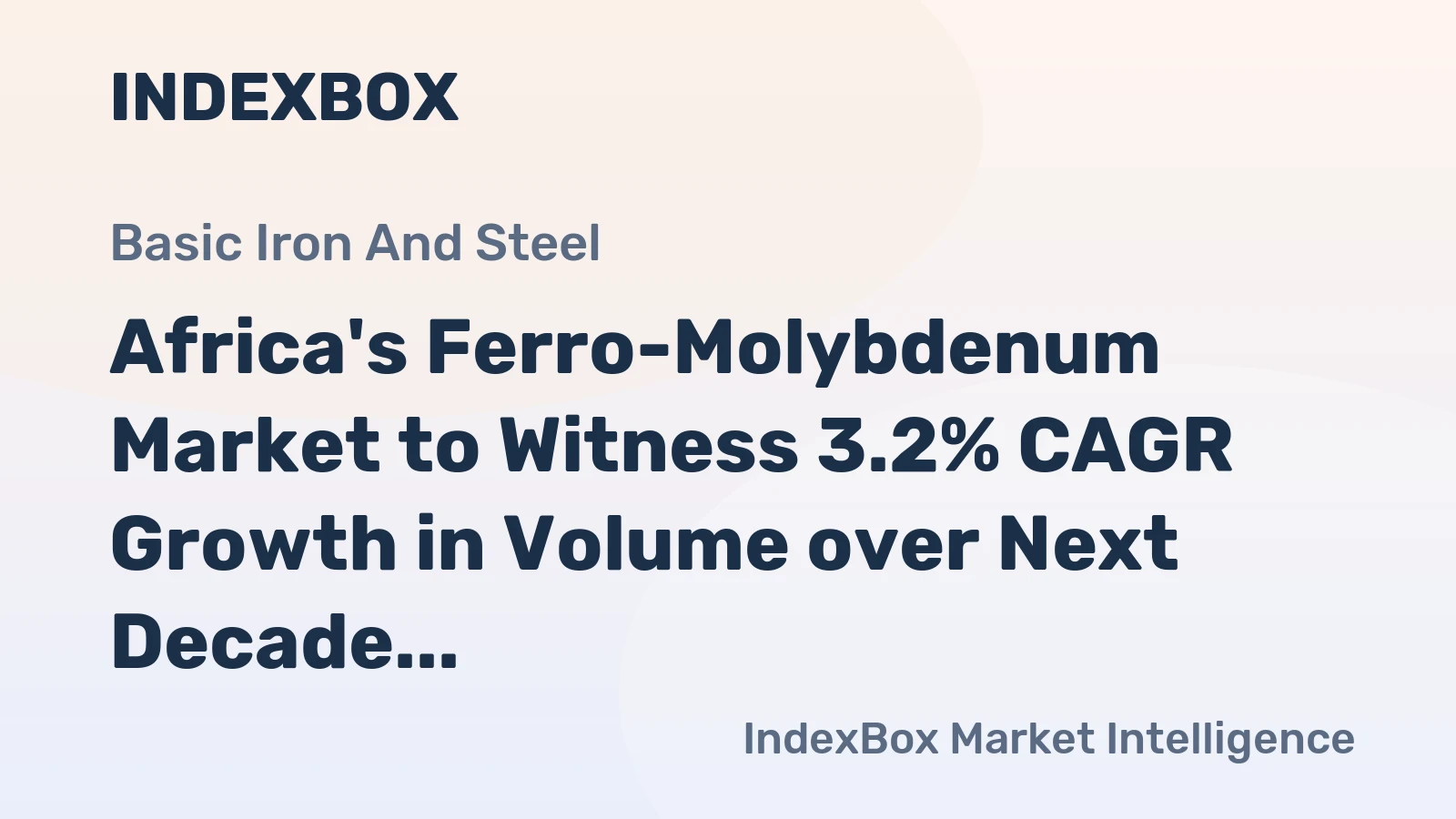 Africa's Ferro-Molybdenum Market to Witness 3.2% CAGR Growth in Volume over Next Decade