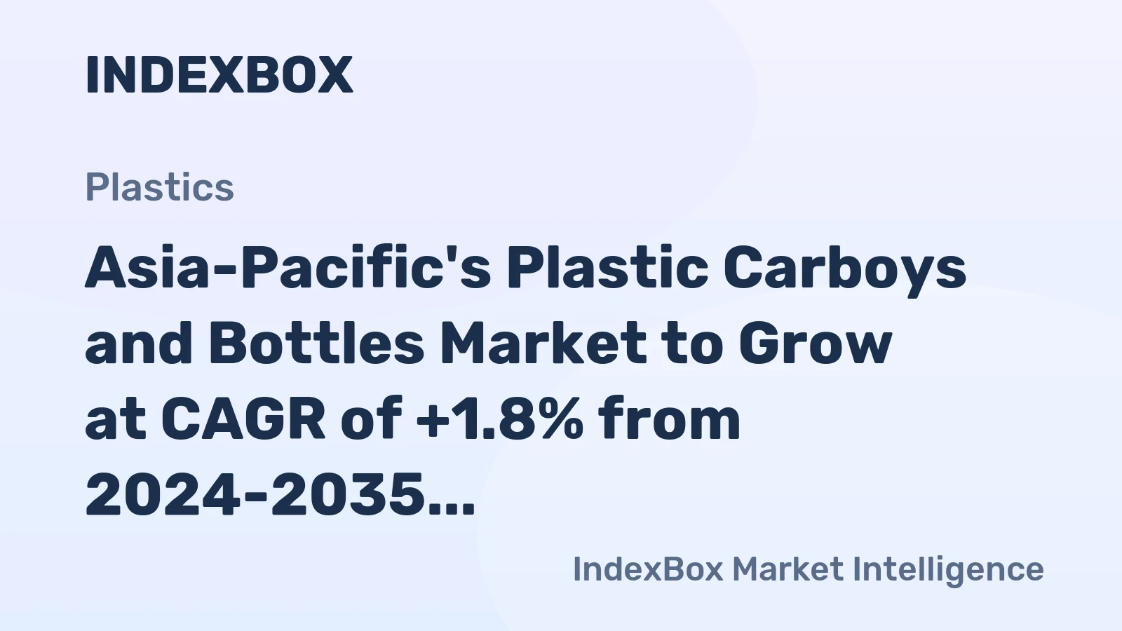 Asia-Pacific's Plastic Carboys and Bottles Market to Grow at CAGR of +1.8% from 2024-2035, Reaching 872K tons