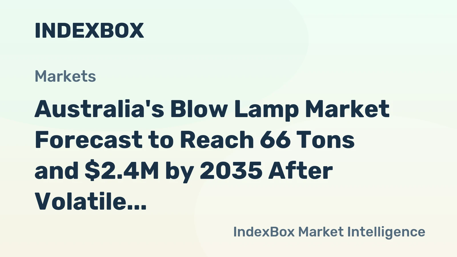 Australia's Blow Lamp Market Forecast to Reach 66 Tons and $2.4M by 2035 After Volatile Surge