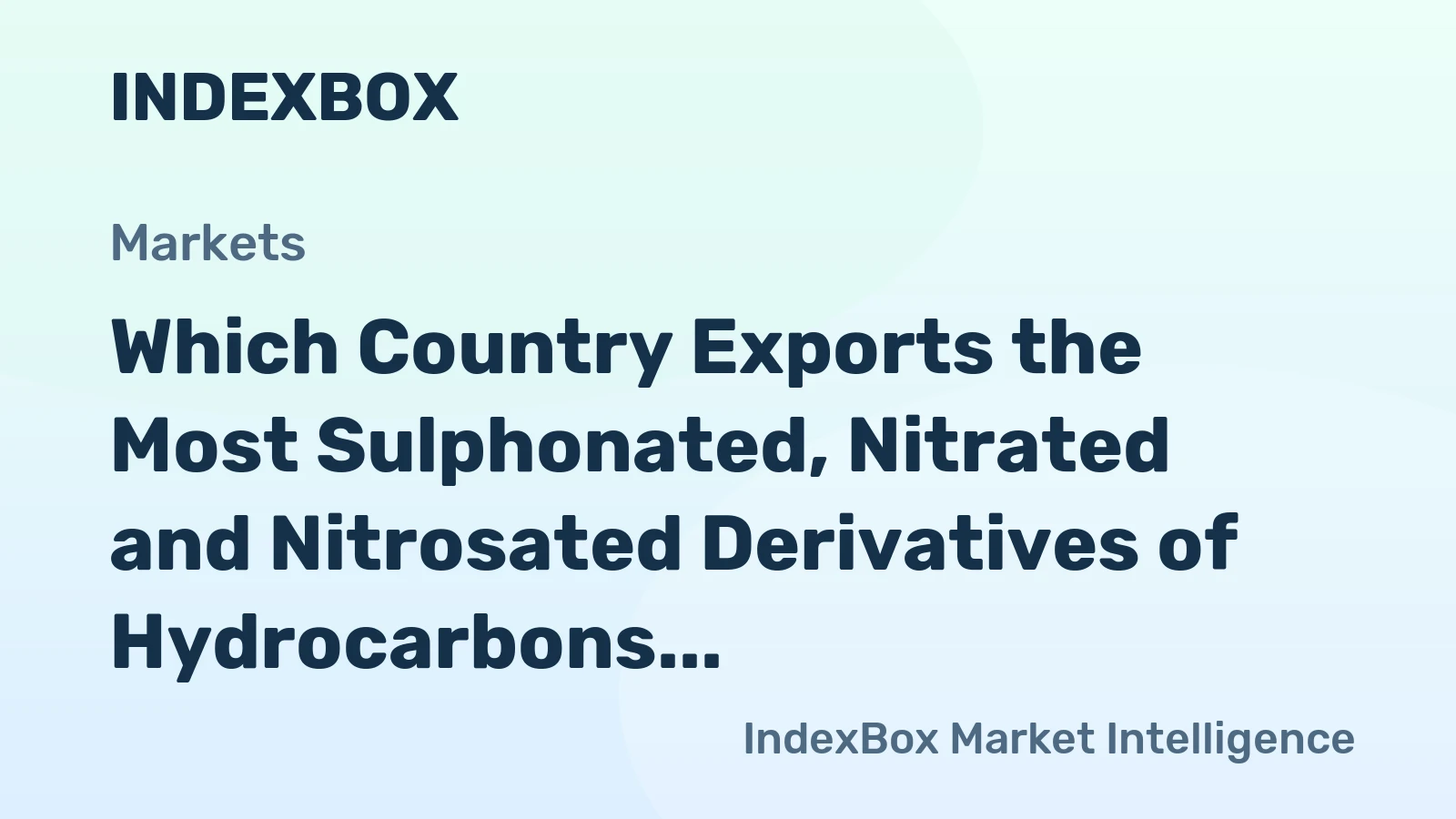 Which Country Exports the Most Sulphonated, Nitrated and Nitrosated Derivatives of Hydrocarbons in the World?