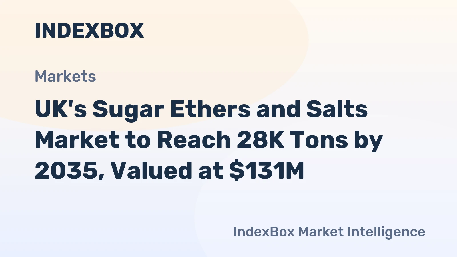 UK's Sugar Ethers and Salts Market to Reach 28K Tons by 2035, Valued at $131M