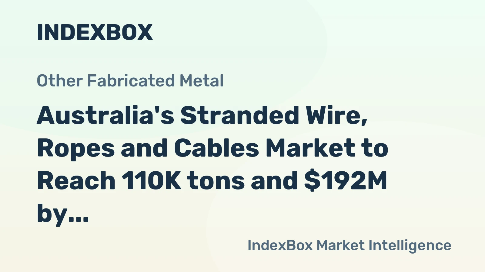 Australia's Stranded Wire, Ropes and Cables Market to Reach 110K tons and $192M by 2035