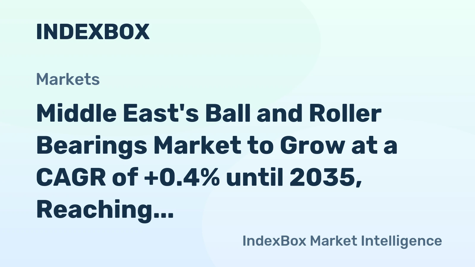 Middle East's Ball and Roller Bearings Market to Grow at a CAGR of +0.4% until 2035, Reaching $2.6B in Value