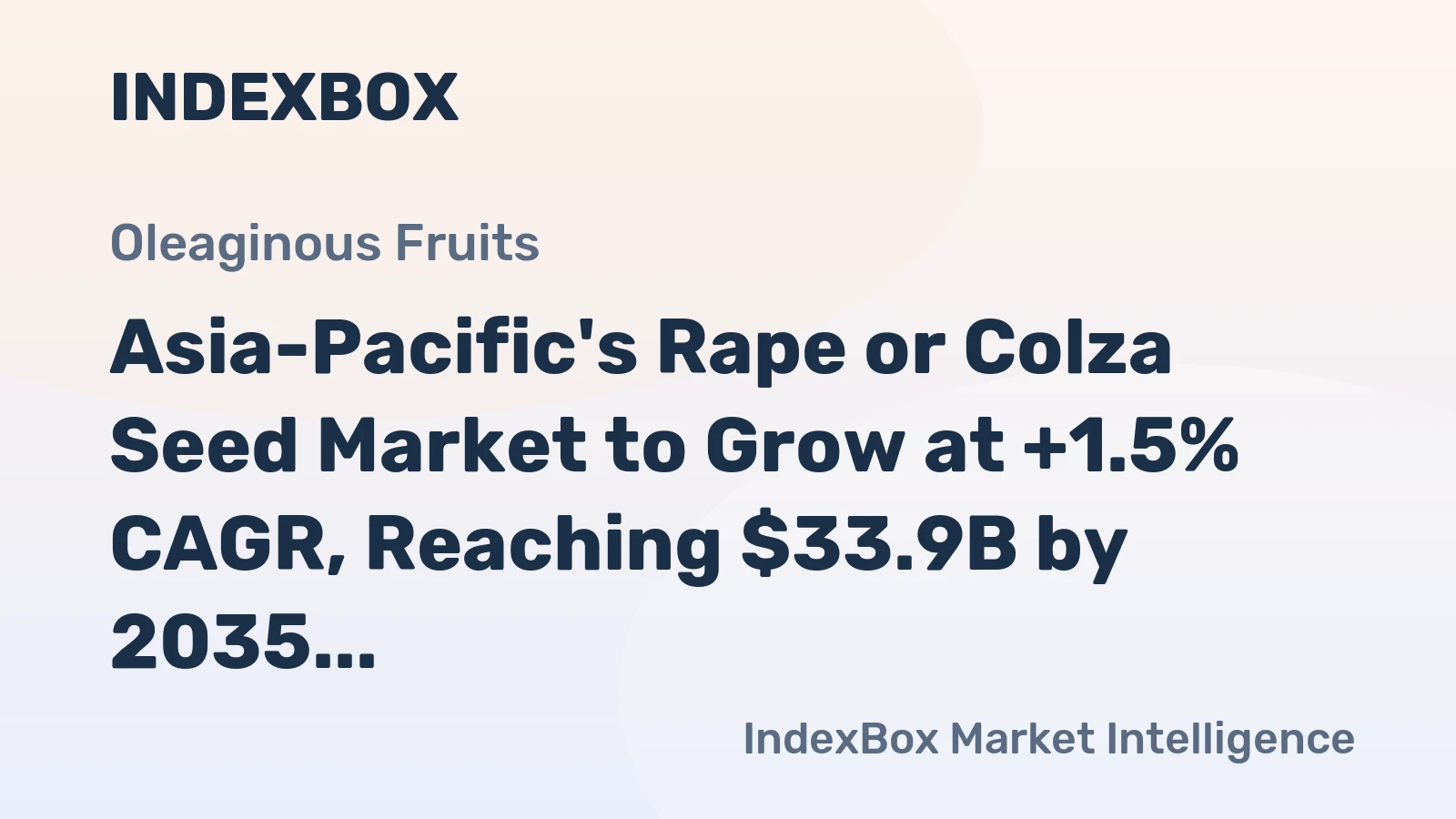 Asia-Pacific's Rape or Colza Seed Market to Grow at +1.5% CAGR, Reaching $33.9B by 2035