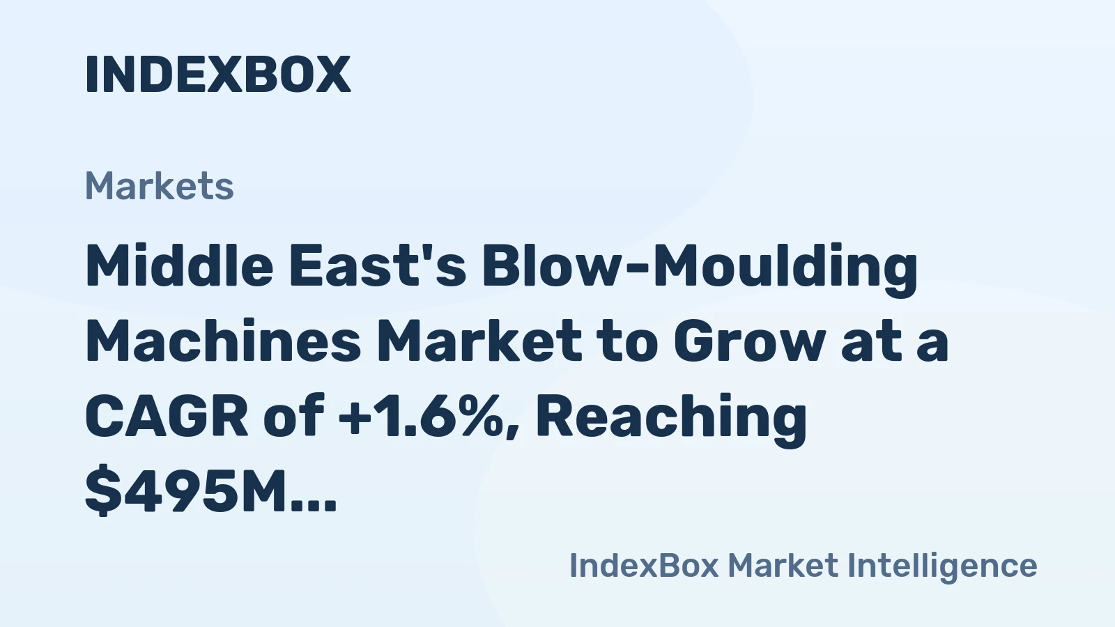 Middle East's Blow-Moulding Machines Market to Grow at a CAGR of +1.6%, Reaching $495M by 2035