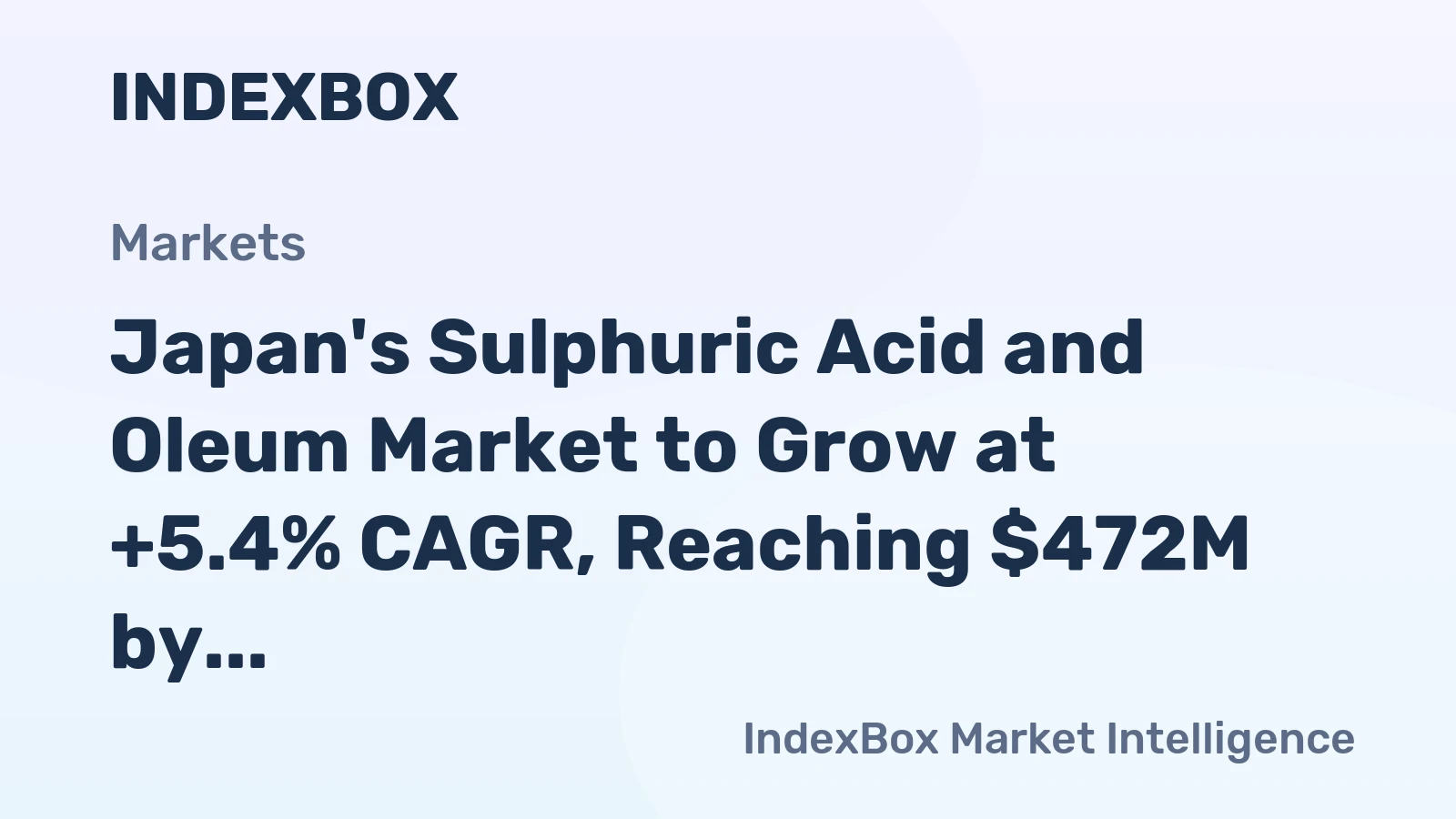 Japan's Sulphuric Acid and Oleum Market to Grow at +5.4% CAGR, Reaching $472M by 2035 on Rising Demand
