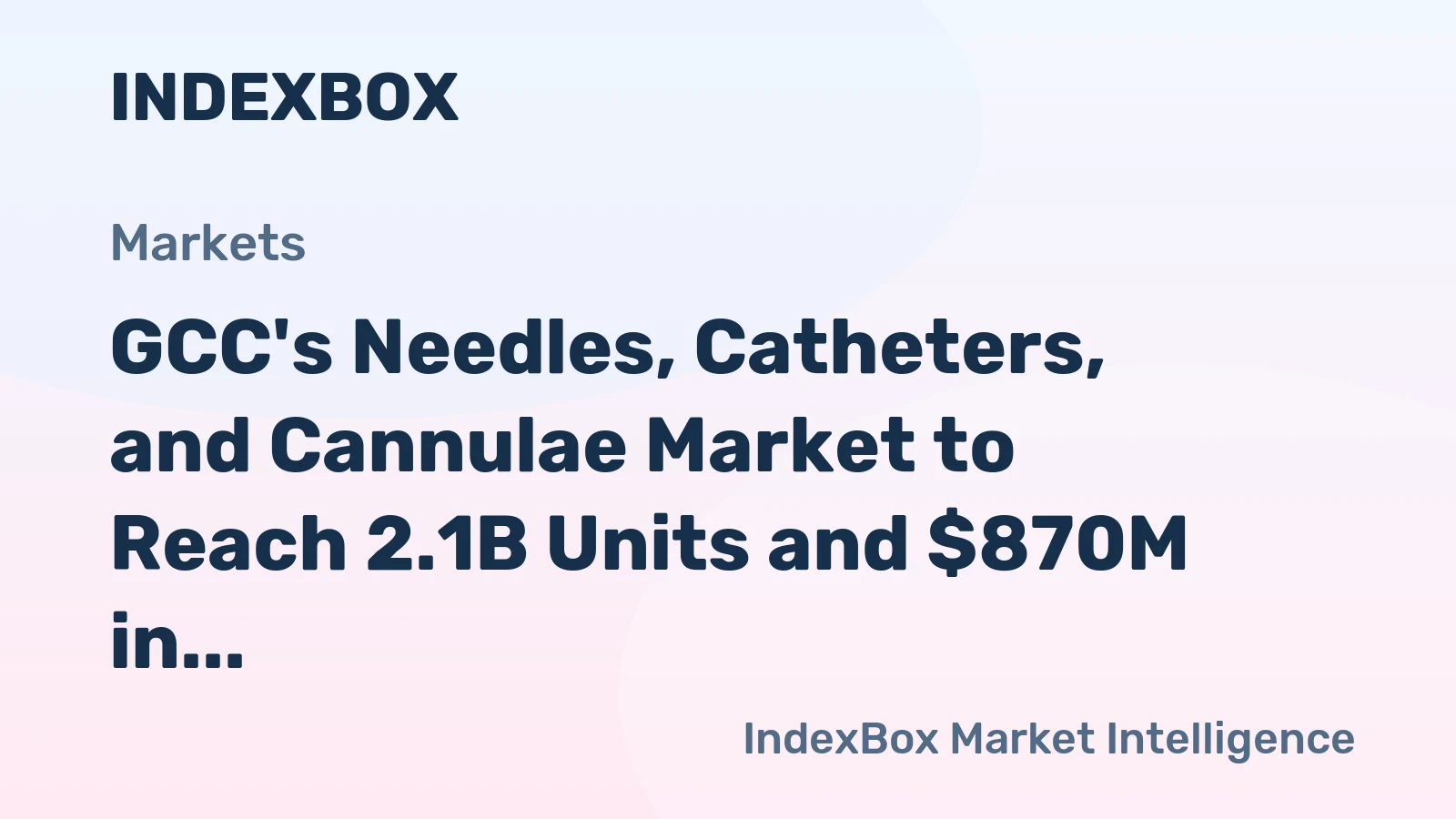 GCC's Needles, Catheters, and Cannulae Market to Reach 2.1B Units and $870M in Value by 2035