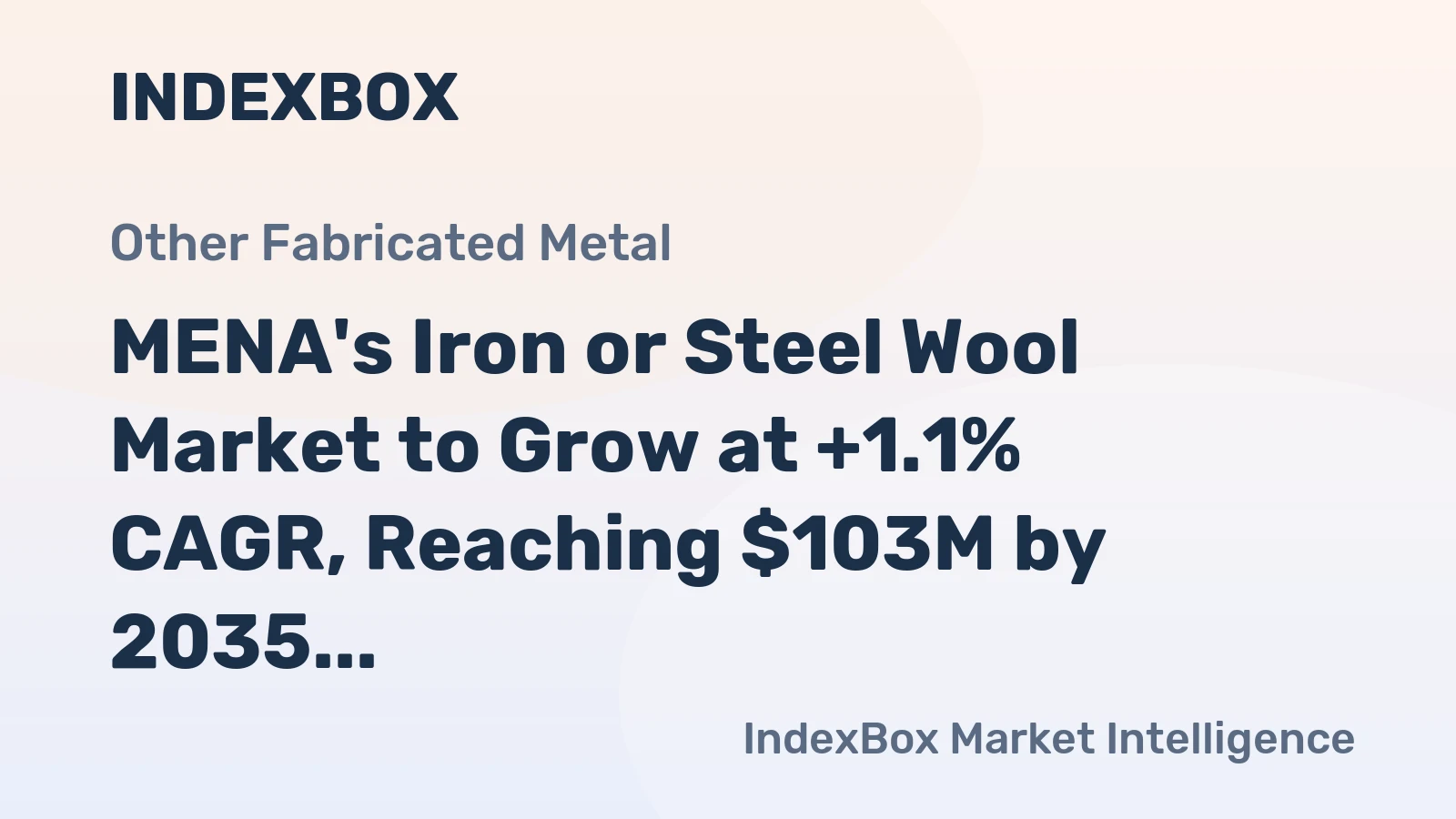 MENA's Iron or Steel Wool Market to Grow at +1.1% CAGR, Reaching $103M by 2035