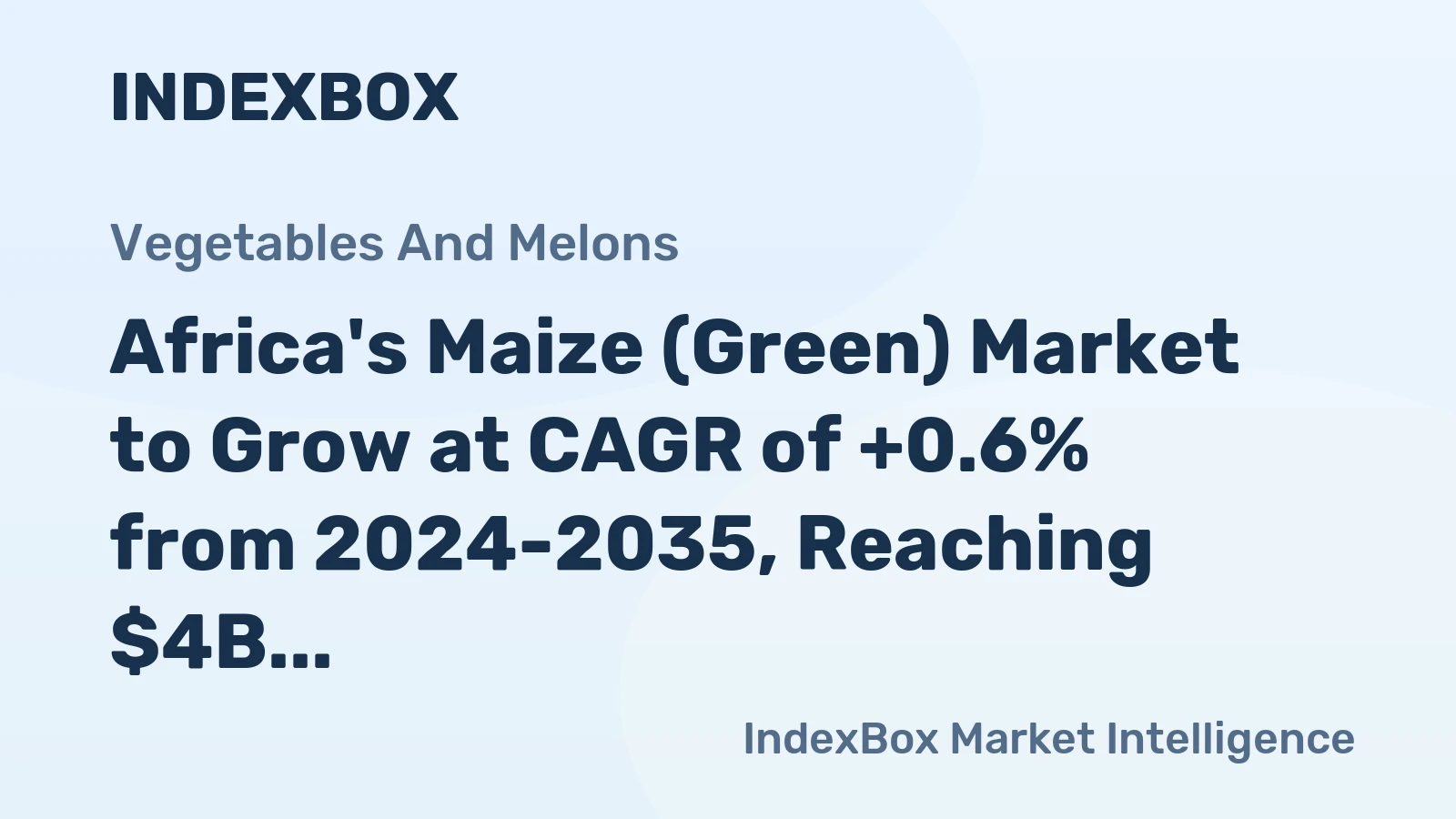 Africa's Maize (Green) Market to Grow at CAGR of +0.6% from 2024-2035, Reaching $4B by End of Period