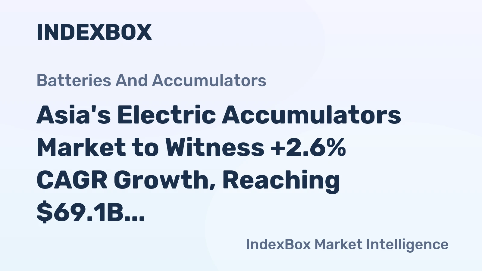 Asia's Electric Accumulators Market to Witness +2.6% CAGR Growth, Reaching $69.1B by 2035