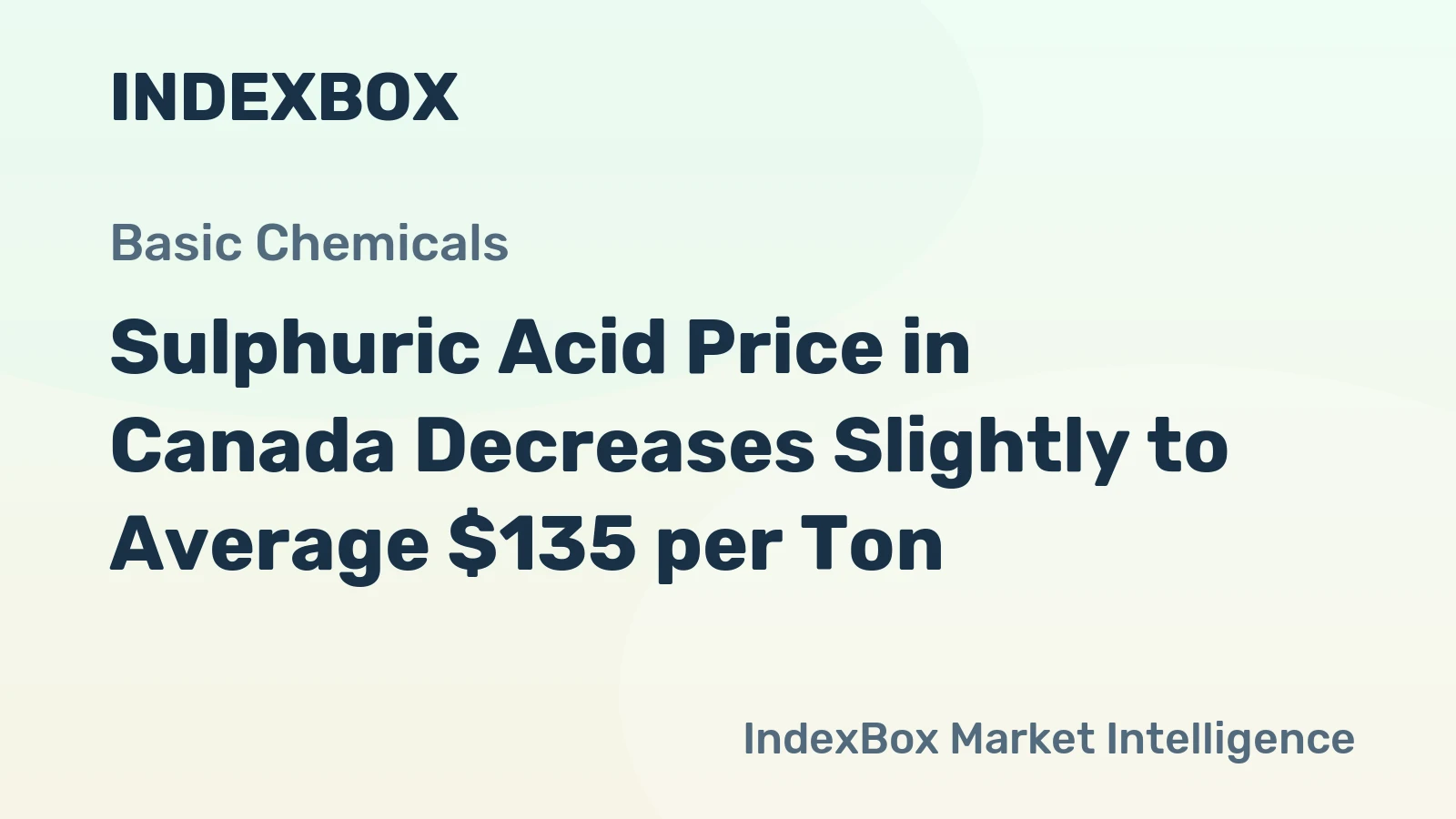 Sulphuric Acid Price in Canada Decreases Slightly to Average $135 per Ton