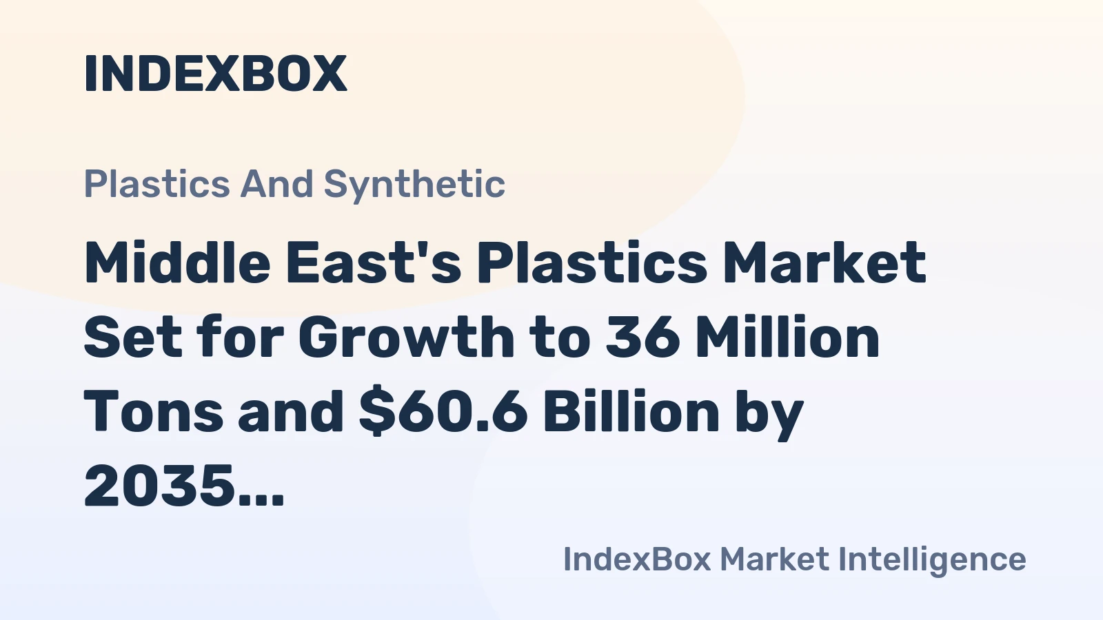 Middle East's Plastics Market Set for Growth to 36 Million Tons and $60.6 Billion by 2035