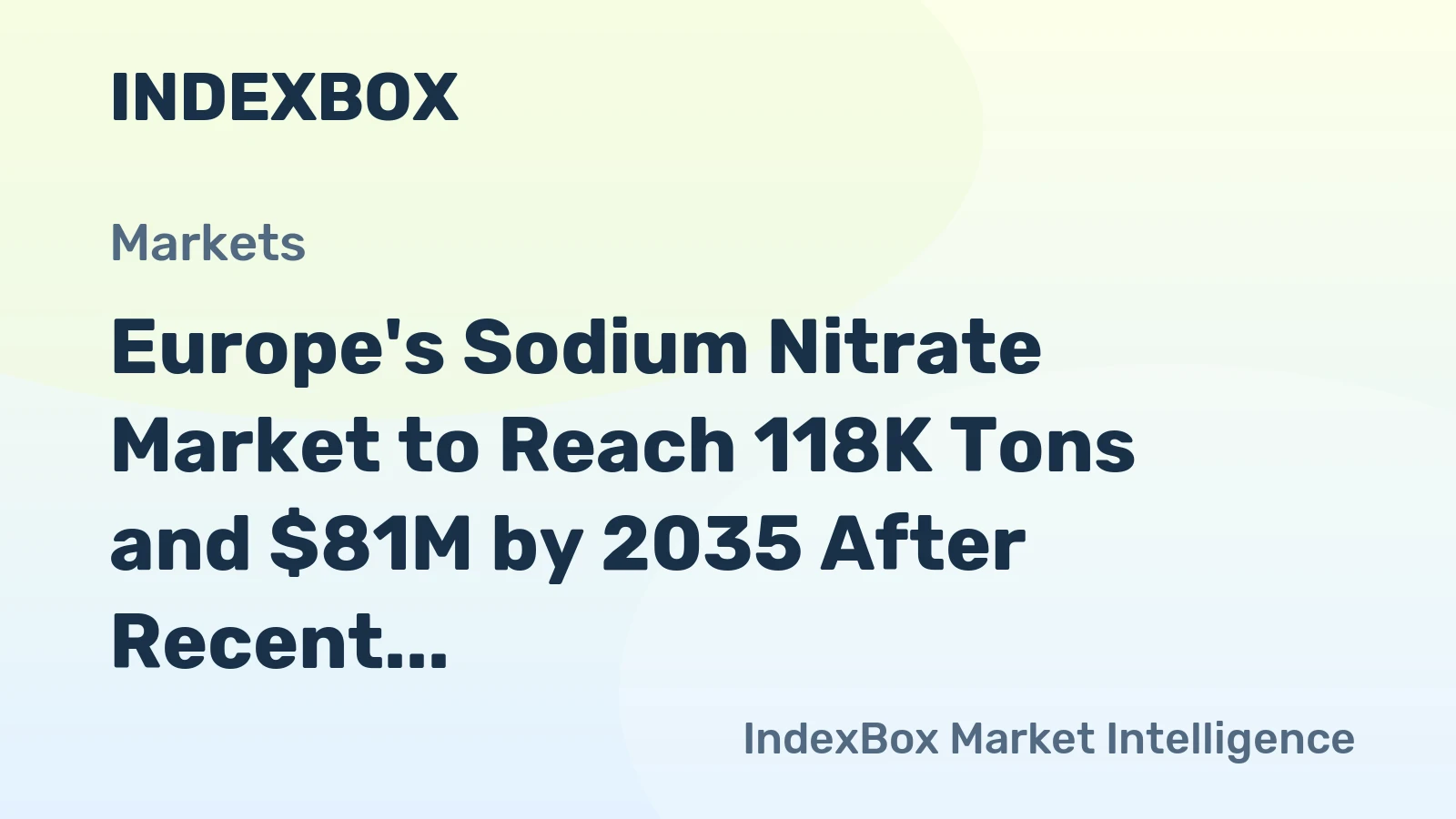 Europe's Sodium Nitrate Market to Reach 118K Tons and $81M by 2035 After Recent Contraction