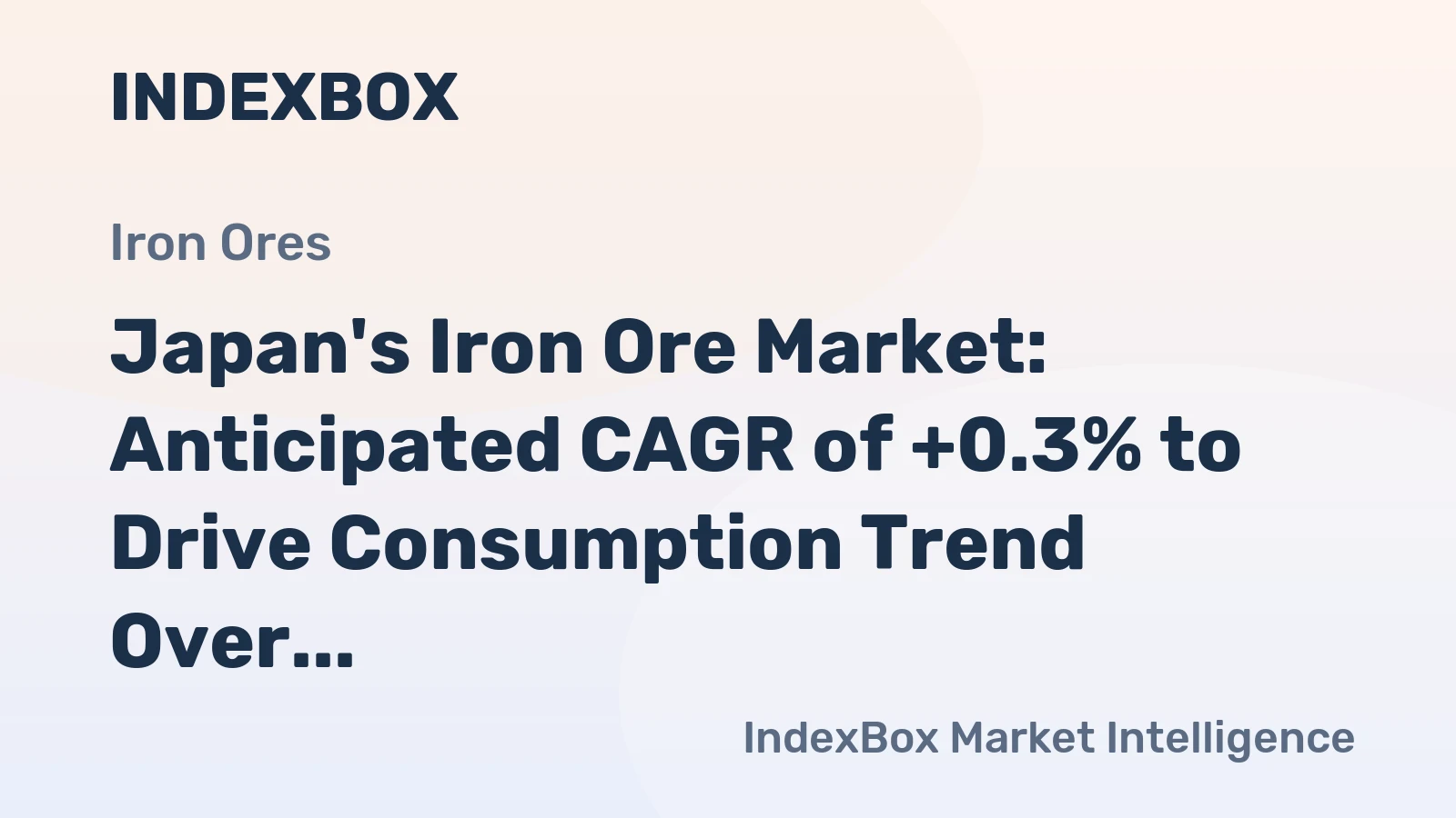 Japan's Iron Ore Market: Anticipated CAGR of +0.3% to Drive Consumption Trend Over Next Decade