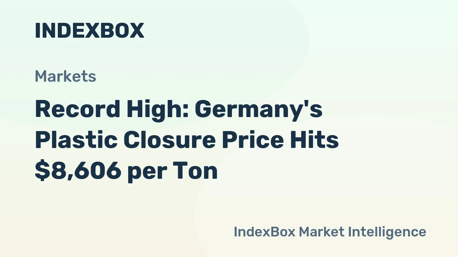 Record High: Germany's Plastic Closure Price Hits $8,606 per Ton