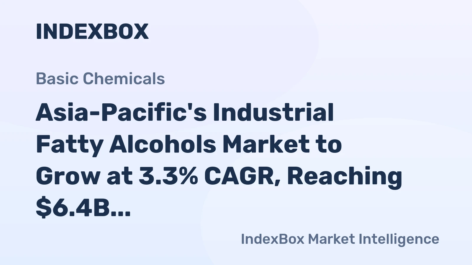 Asia-Pacific's Industrial Fatty Alcohols Market to Grow at 3.3% CAGR, Reaching $6.4B by 2035
