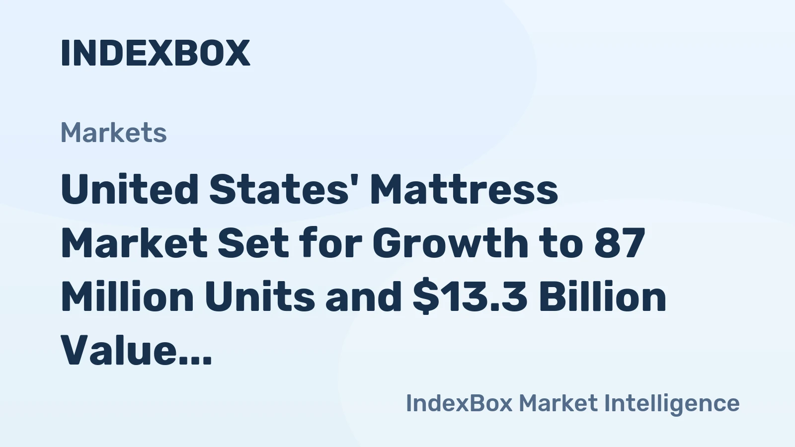 United States' Mattress Market Set for Growth to 87 Million Units and $13.3 Billion Value