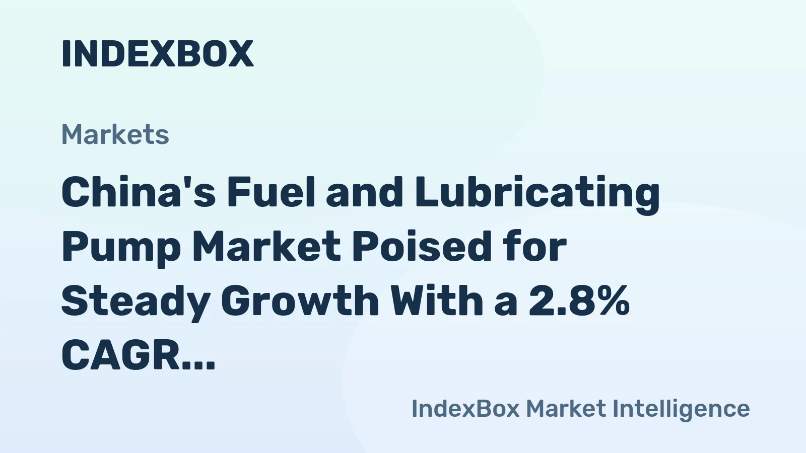 China's Fuel and Lubricating Pump Market Poised for Steady Growth With a 2.8% CAGR Through 2035
