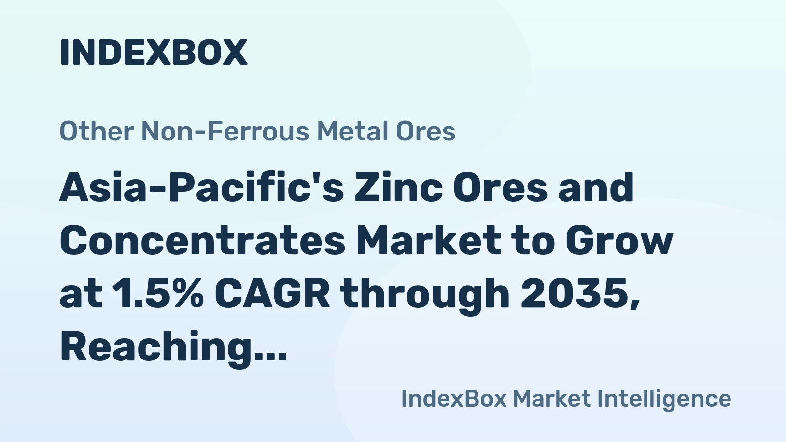 Asia-Pacific's Zinc Ores and Concentrates Market to Grow at 1.5% CAGR through 2035, Reaching $15.1B