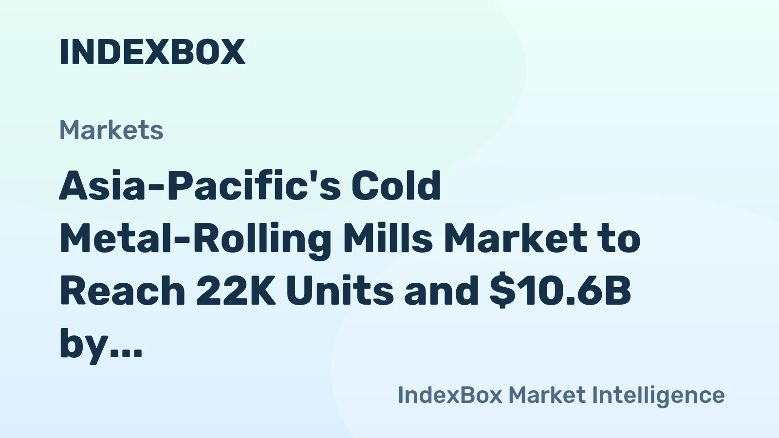 Asia-Pacific's Cold Metal-Rolling Mills Market to Reach 22K Units and $10.6B by 2035