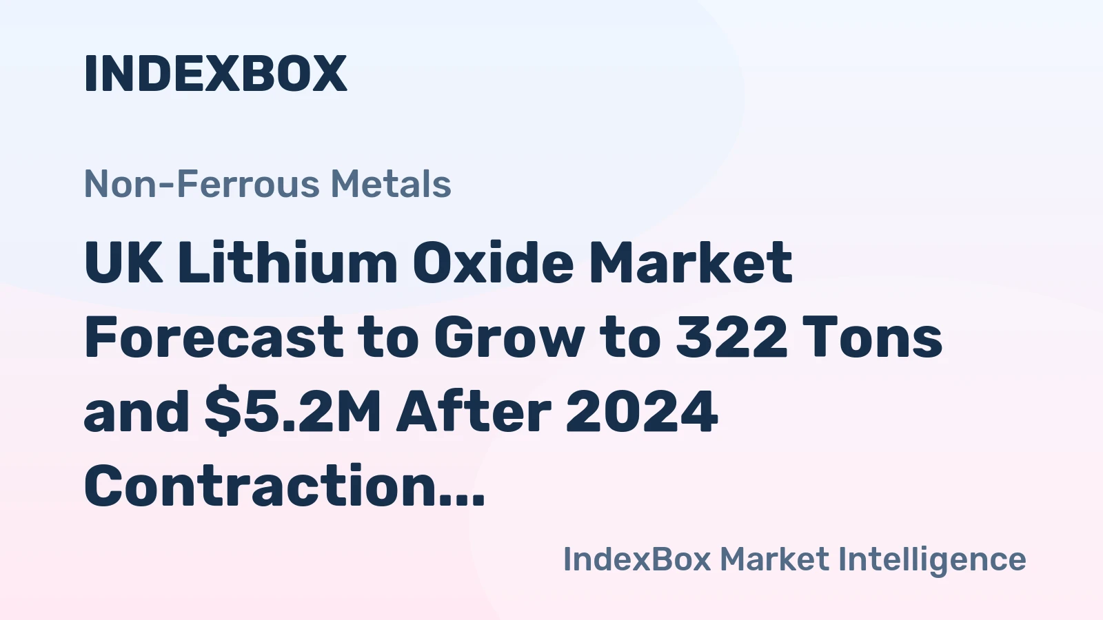 UK Lithium Oxide Market Forecast to Grow to 322 Tons and $5.2M After 2024 Contraction