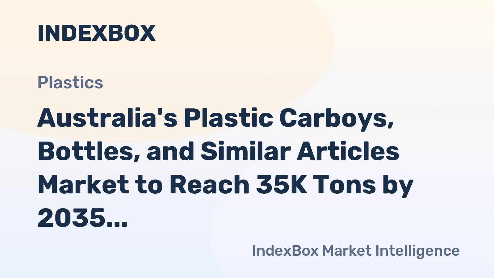 Australia's Plastic Carboys, Bottles, and Similar Articles Market to Reach 35K Tons by 2035, Valued at $193M