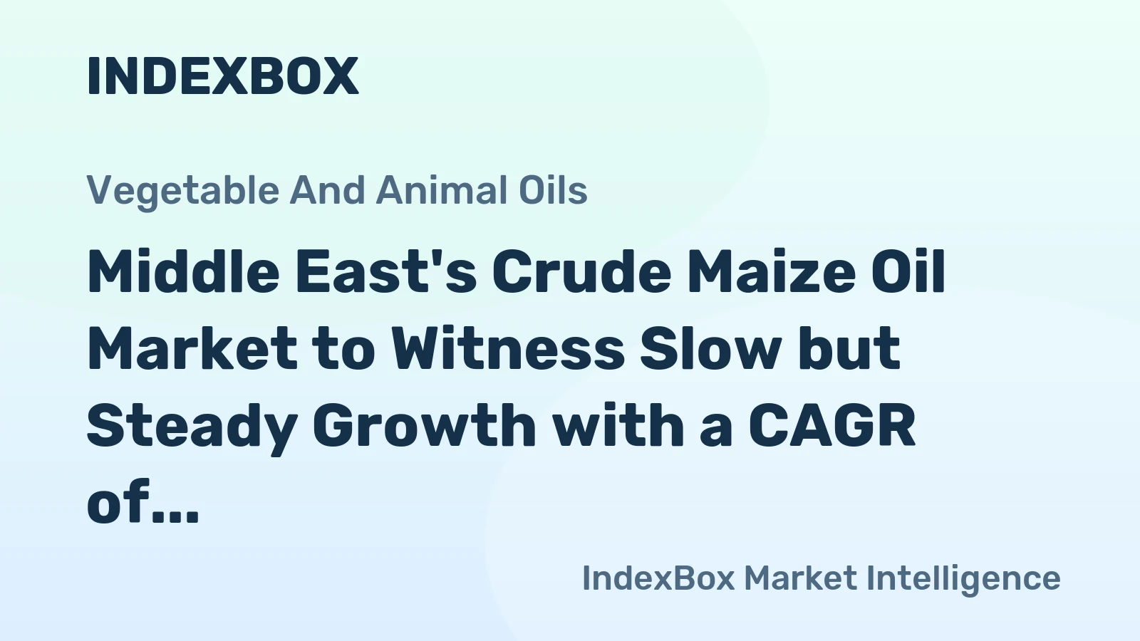 Middle East's Crude Maize Oil Market to Witness Slow but Steady Growth with a CAGR of +1.4% from 2024 to 2035
